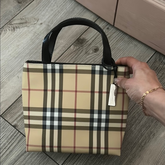 Burberry | Bags | Burberry Cream And Black Tote Bag With Iconic Design ...